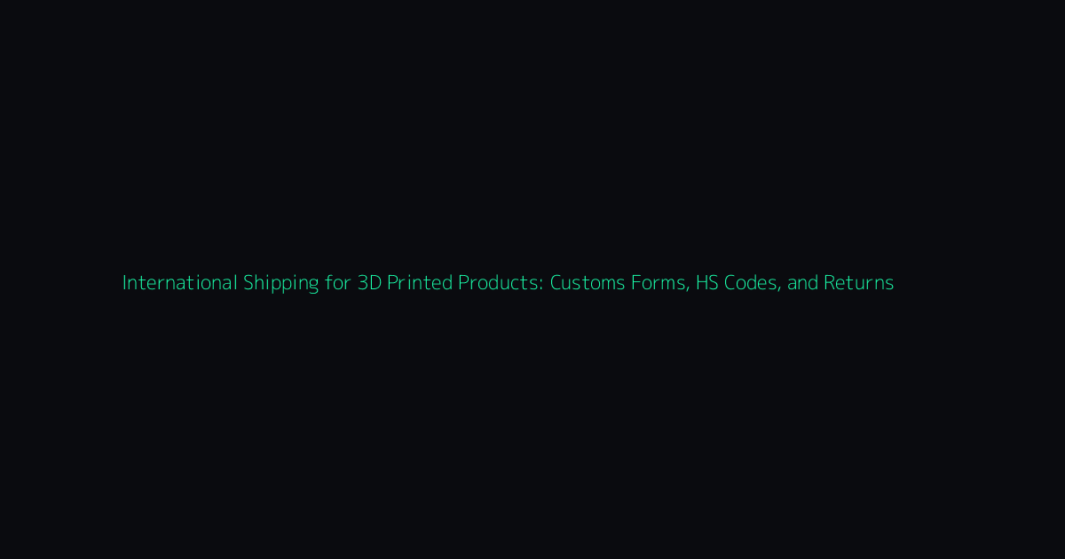 International Shipping for 3D Printed Products: Customs Forms, HS Codes ...