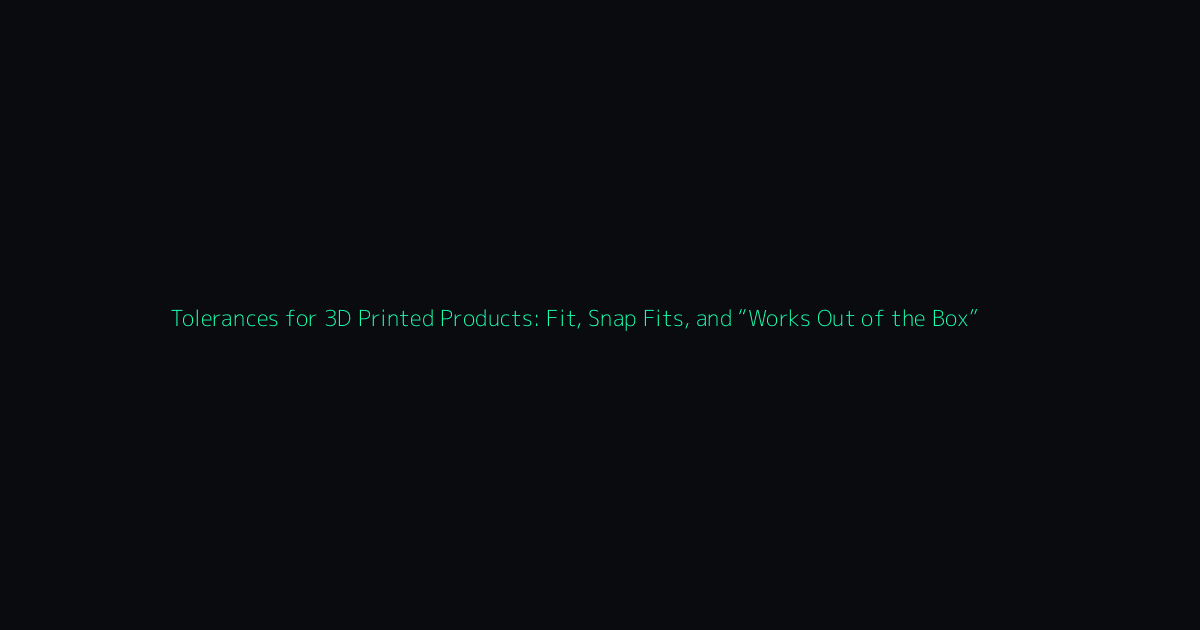Tolerances for 3D Printed Products: Fit, Snap Fits, and “Works Out of ...