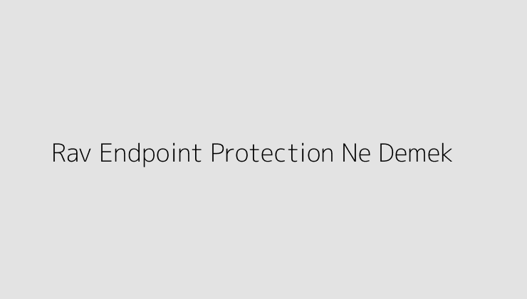 Rav Endpoint Protection Ne Demek? - Teknoloji Doktoru